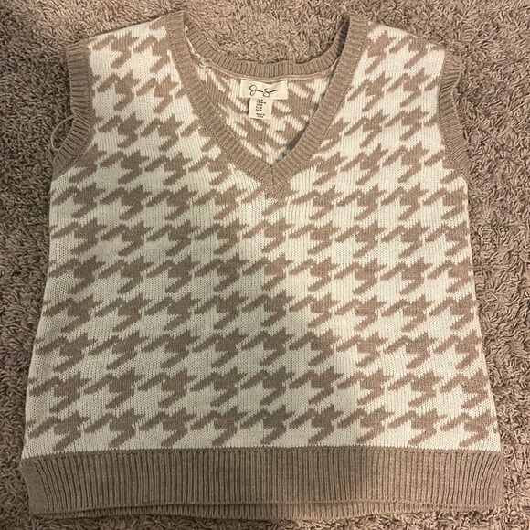 Jessica Simpson | Tops | Jessica Simpson Brown And White Vest Size ...